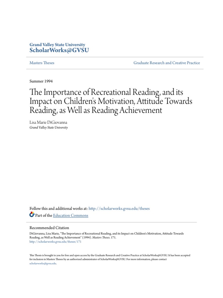 The Importance of Recreational Reading and Its Impact On Childre | PDF ...