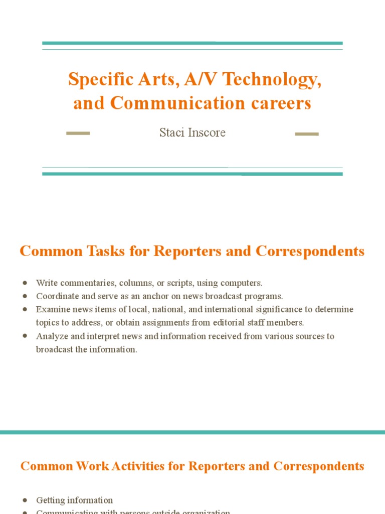 Specific Arts, A - V Technology, and Communication Careers | PDF | News ...