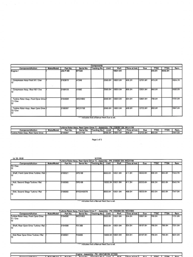 Engine Component Sheets J52 ENGINE | PDF