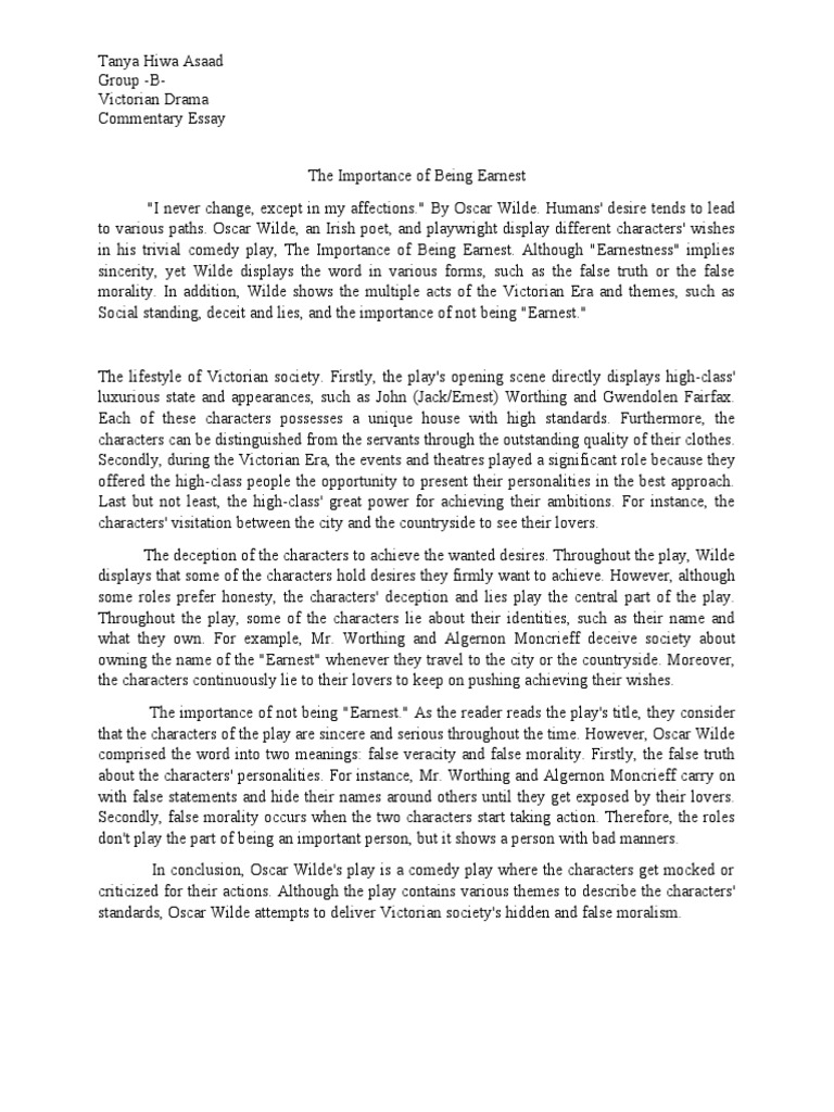 The Importance of Being Earnest | PDF | The Importance Of Being Earnest ...