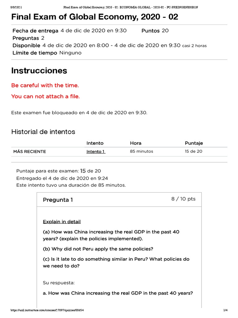 Global Economy Exam Insights 2020 | PDF | Social Science | Unemployment