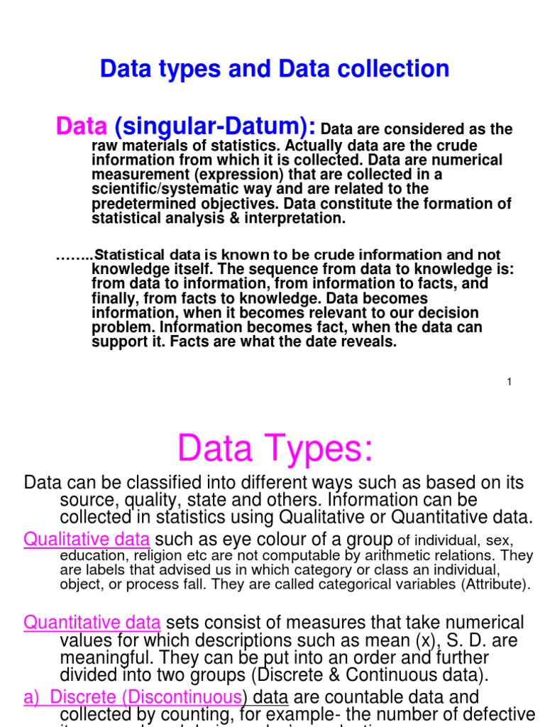 Data Collect, Presentation | PDF | Data | Statistics