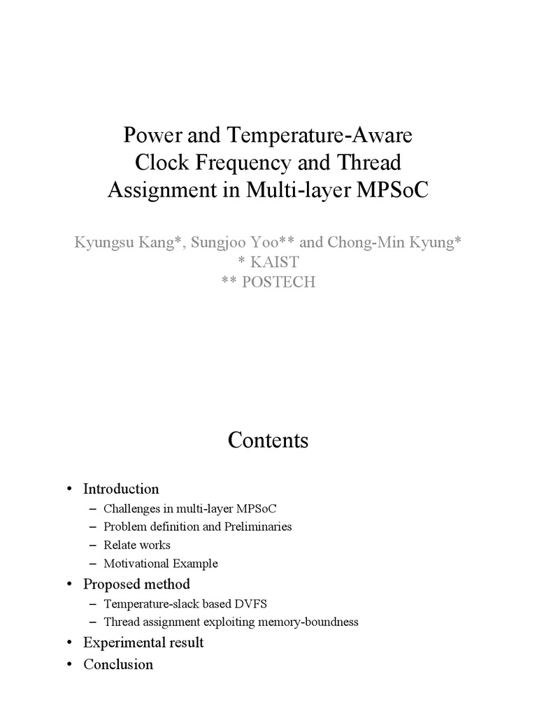 Power and Temperature-Aware Clock Frequency and Thread Assignment in Multi-Layer Mpsoc | PDF ...