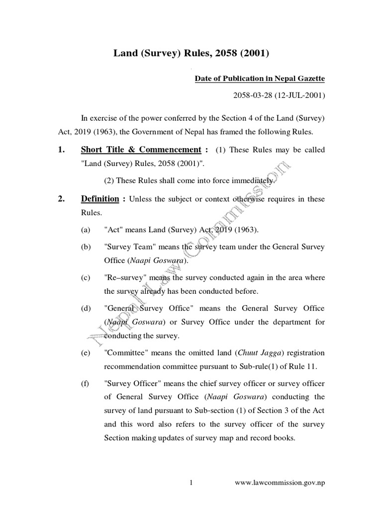 Land - Survey - Rules 2058 - 2001 - 1628 | PDF | Surveying | Map
