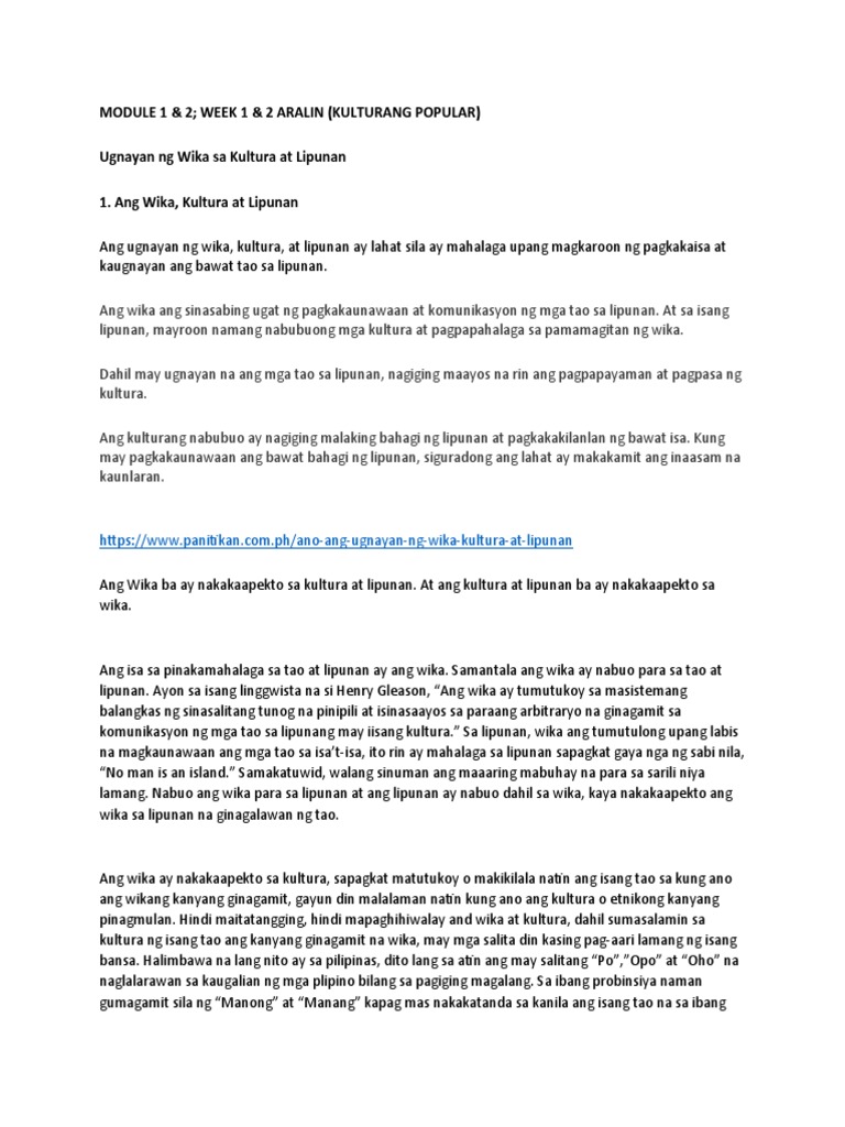 Module 1 and 2 (Week 1and 2) | PDF