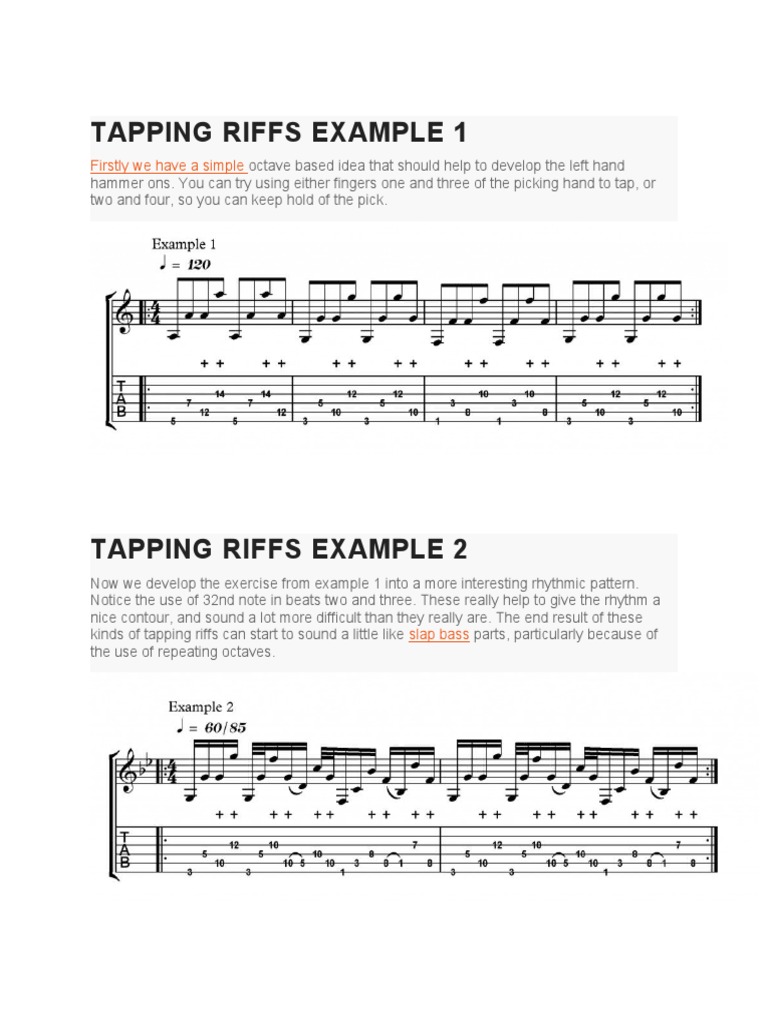 Tapping Riffs Example 1: Firstly We Have A Simple | PDF
