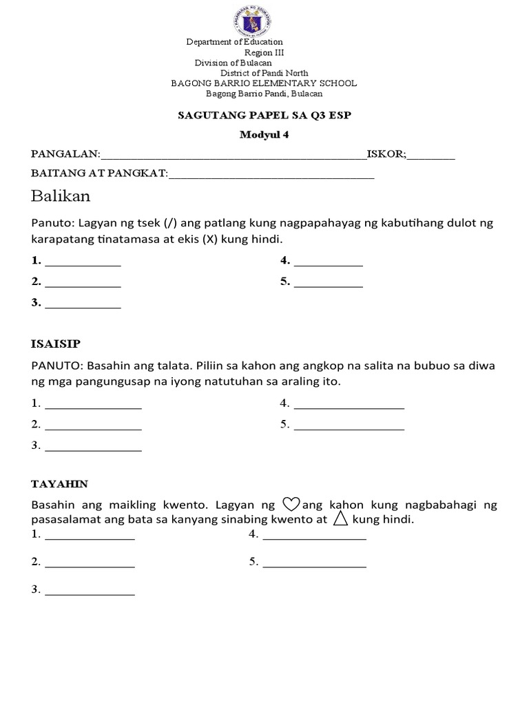Answersheet in MODULE 4 | PDF