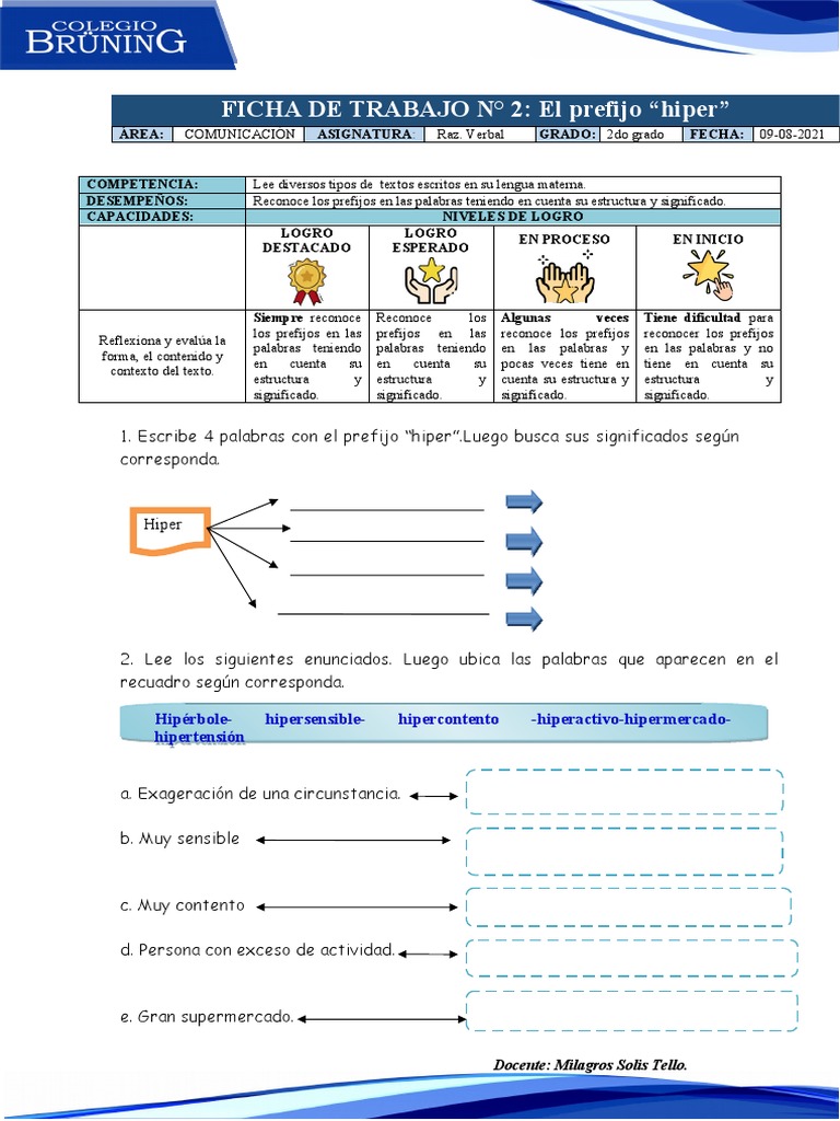 Miss Milagros - Semana 02 - V Unidada - Raz. Verbal - El Prefijo ...