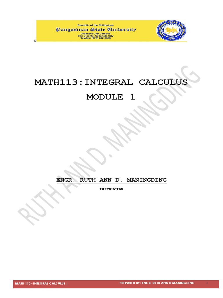 MODULE 1 Part 3-Integral Calculus Updated | PDF | Trigonometry ...