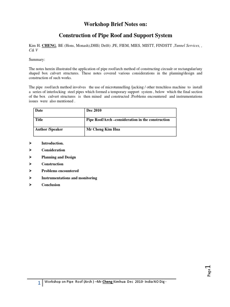 Pipe Roof Application | PDF | Tunnel | Geotechnical Engineering