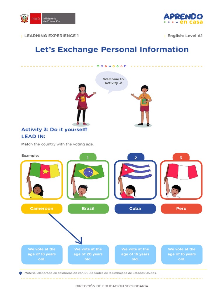 Exp1 Ebr Secundaria 3y4 Seguimosaprendiendo Ingles 4a1activity3 - Compressed | PDF