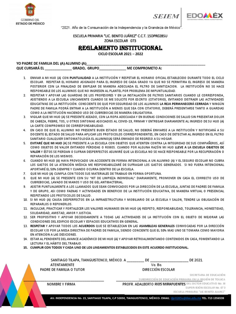 Reglamento de La Escuela 2021 | PDF | Ciencias de la Salud