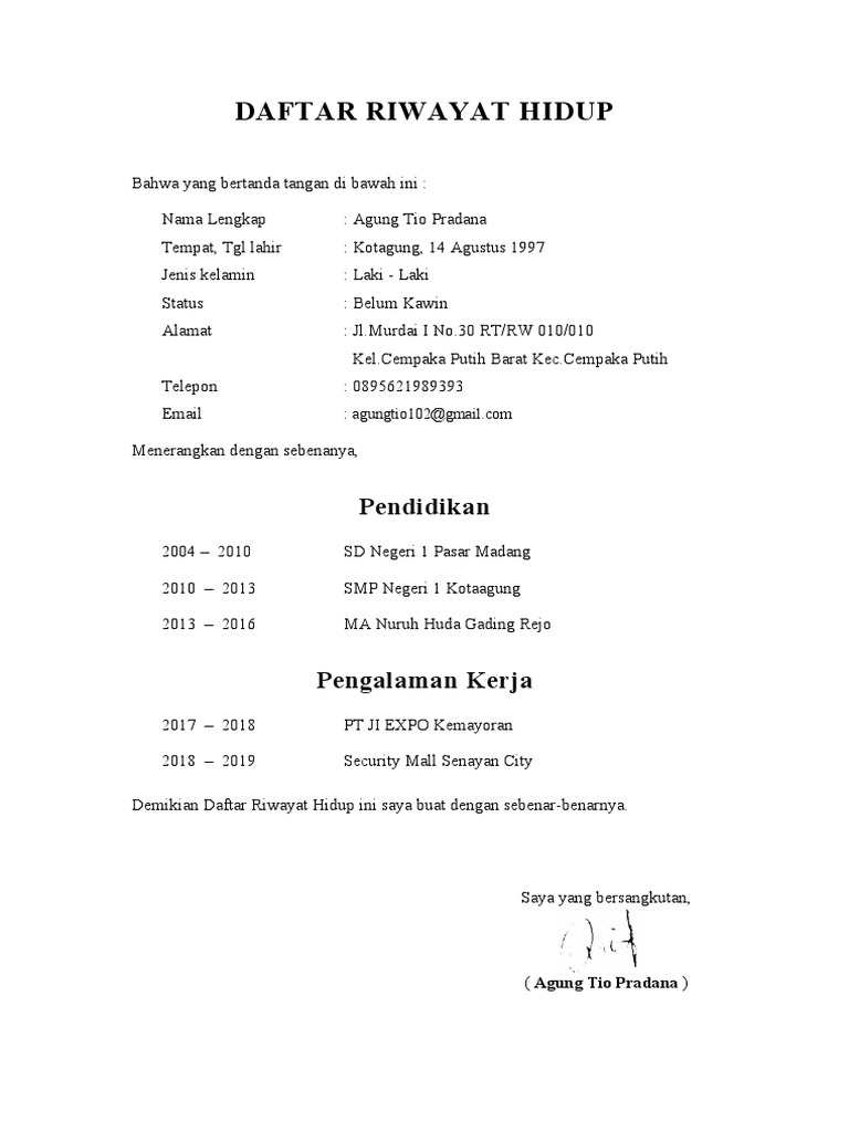 CV Agung Tio Pradana | PDF