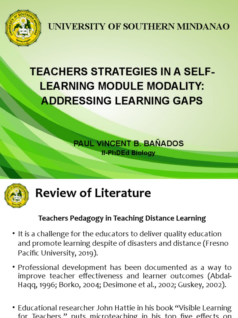 Teachers Strategies in A Self-Learning Module Modality: Addressing Learning Gaps | PDF ...