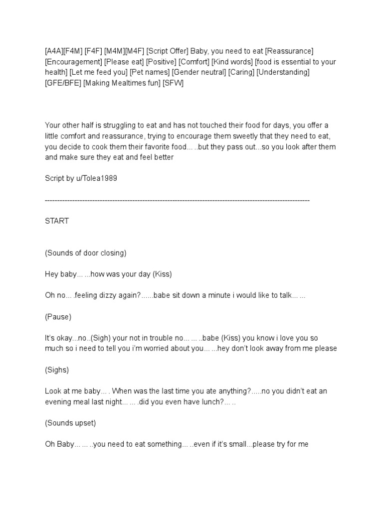 -A4A- -Script Offer- Baby, you need to eat -Reassurance- -Encouragement ...