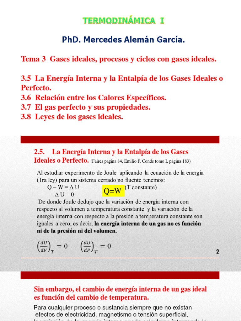 Clase 10 Termodinámica | PDF | Gases | Entalpía