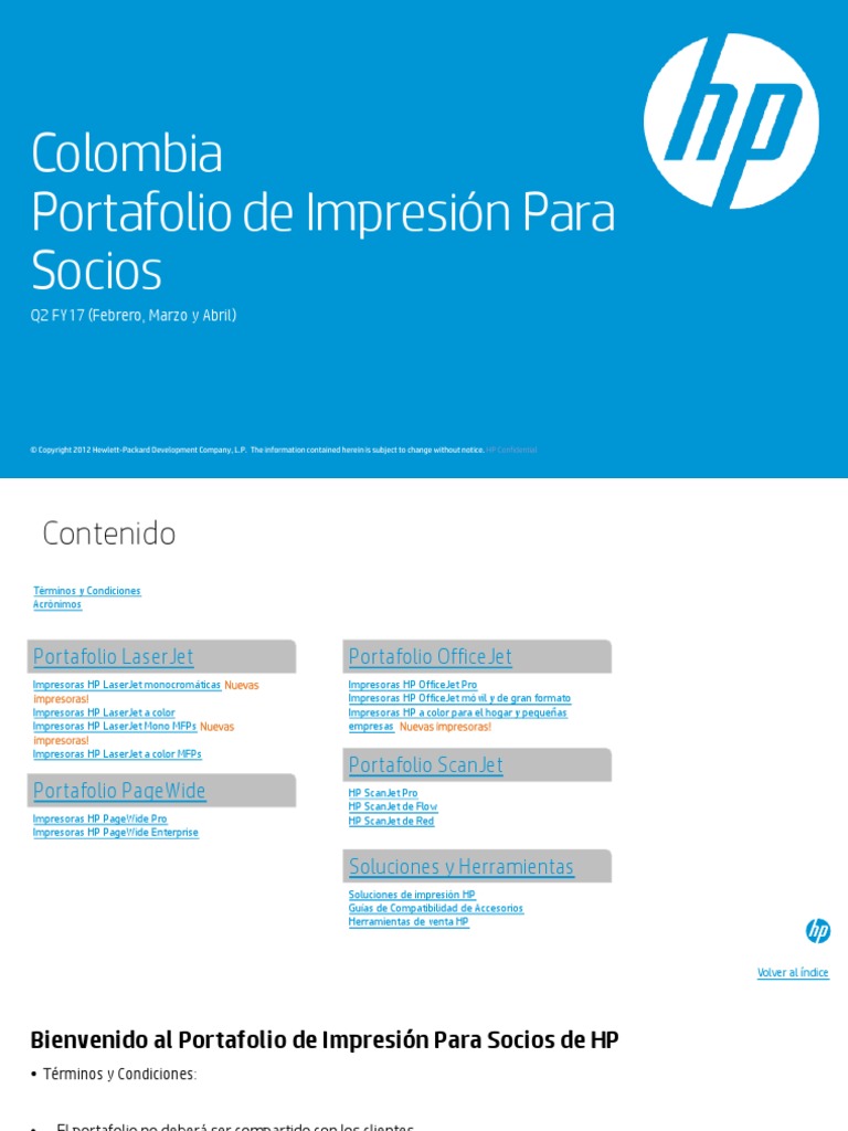 HP Colombia PPS Portafolio Impresion Socios | PDF | Impresora ...