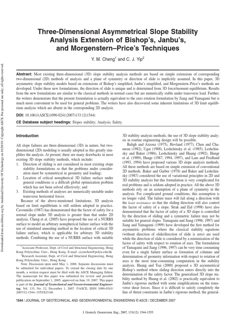 Three-Dimensional Asymmetrical Slope Stability Analysis Extension of ...