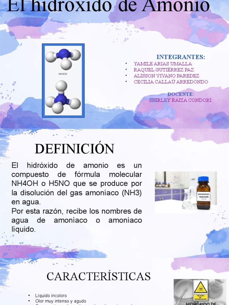 Hidroxido de Amonio Exposicion-Diapositiva | PDF | Amoníaco | Agua