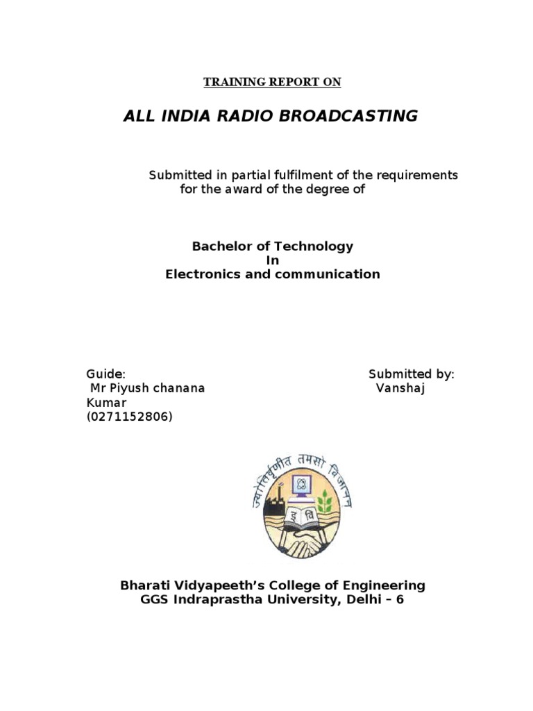 Training Report - Radio Broadcasting and Captive Earth Station ...