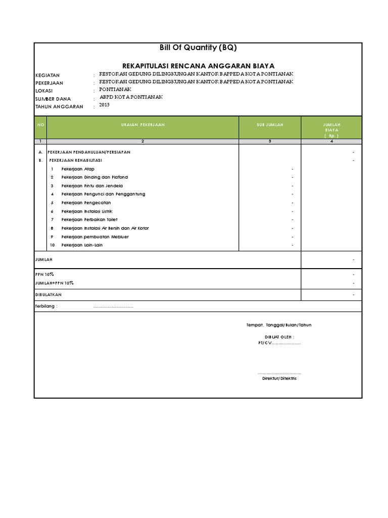 Contoh BQ | PDF