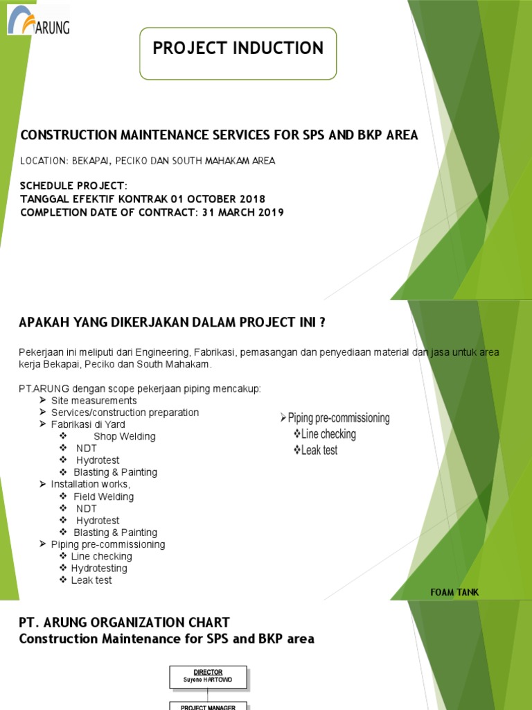 Project Induction Construction Maintenance1 | PDF | Economic Sectors ...