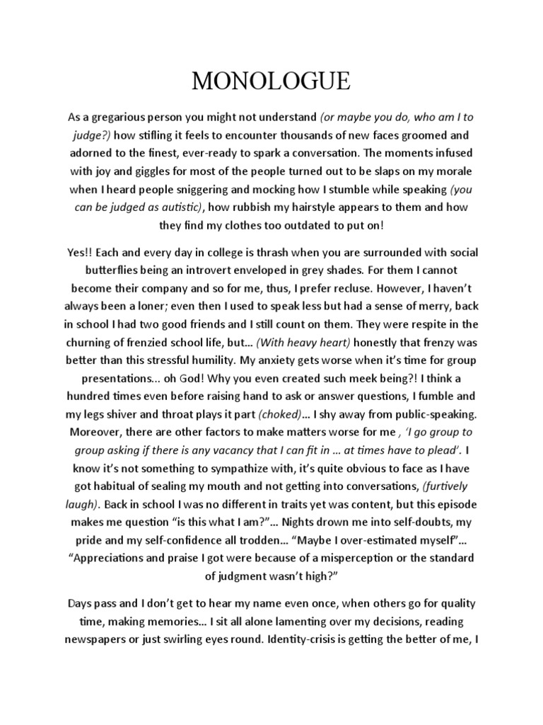 Monologue | PDF | Human Nature | Psychology