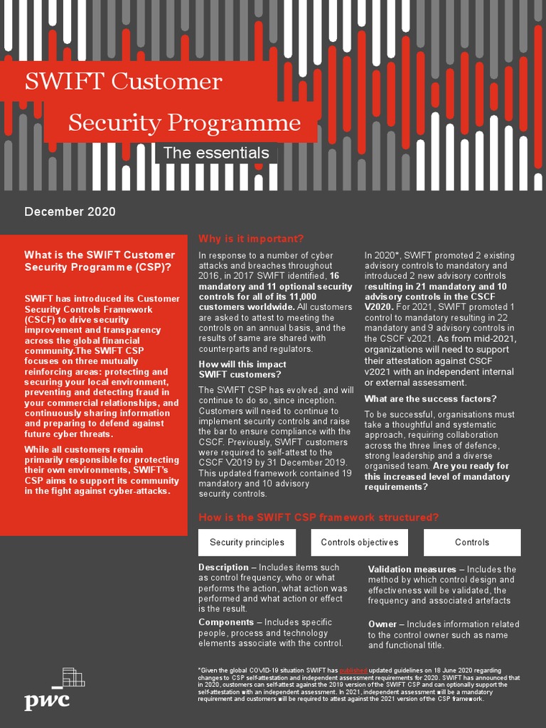 Swift Customer Security Programme The Essentials Pdf Computer