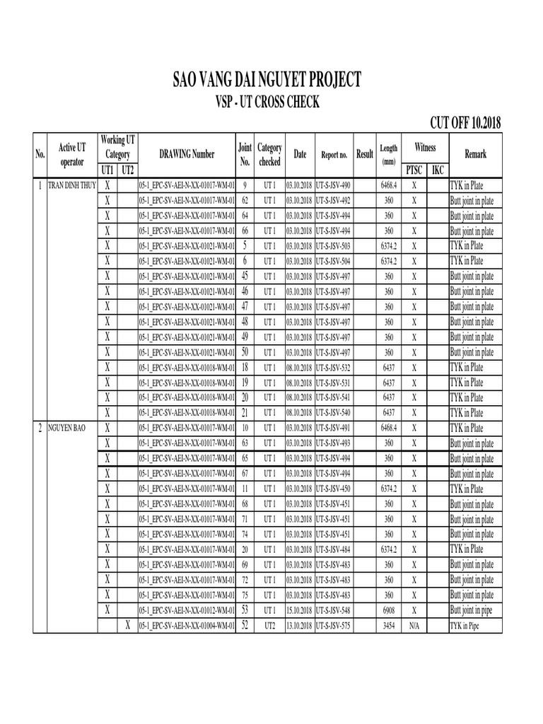 VSP NDT Cross Check Summary | PDF