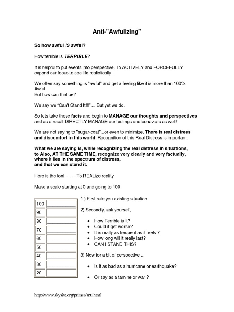 Anti Awfulizing | PDF | Self-Improvement