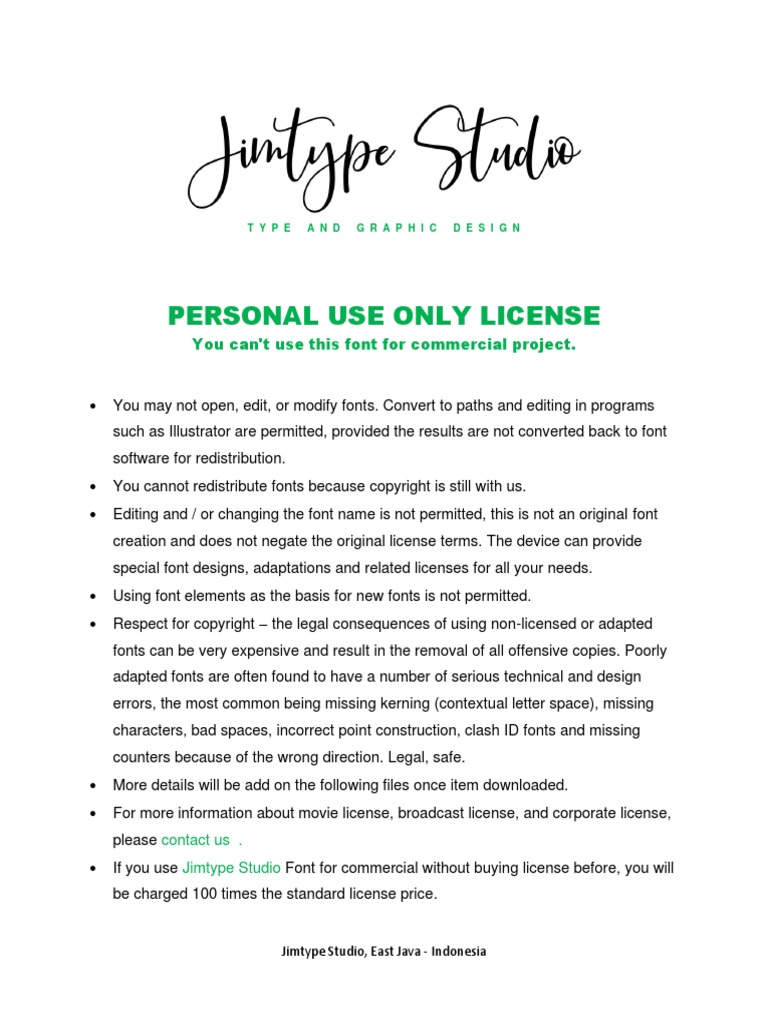 Personal Use Only License: You Can't Use This Font For Commercial ...