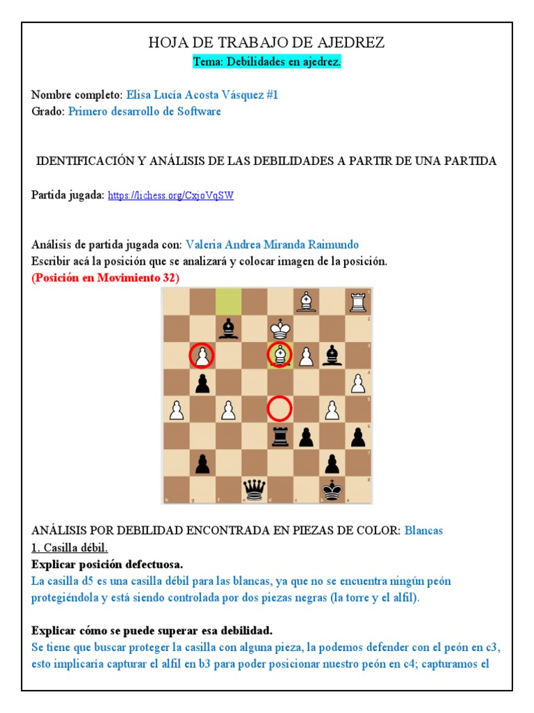 Hoja de Trabajo de Ajedrez | PDF | Ajedrez | Teoría de juego