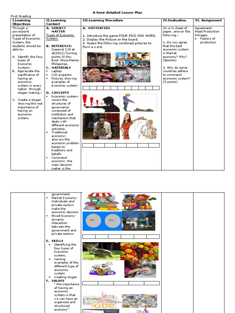 Lesson Plan Tabular | PDF | Economic System | Economics