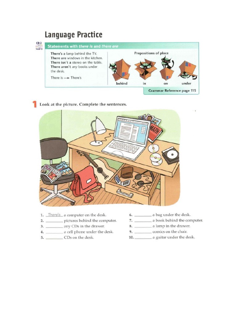 Worksheet - There Is-There Are and Present Continuous. | PDF