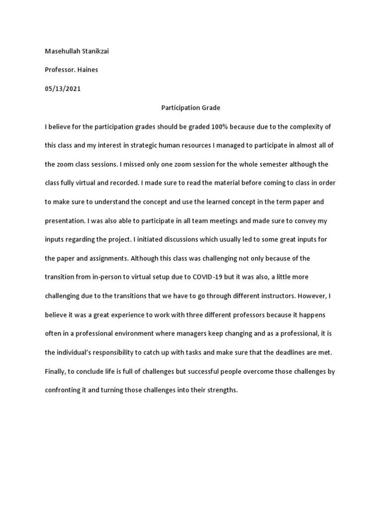 Participation Grades | PDF | Career & Growth