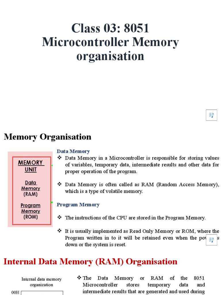Class 03: 8051 Microcontroller Memory Organisation | PDF | Random Access Memory | Computer Data ...