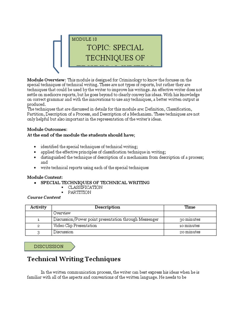 Topic: Special Techniques of Technical Writing | PDF | Cartridge ...