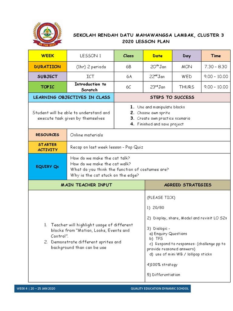 Walk and Talk Scratch Lesson Plan | PDF | Teaching | Lesson Plan