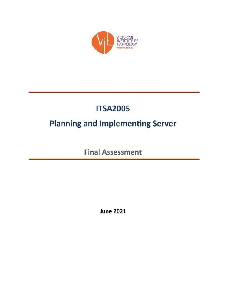 ITSA2005 Planning and Implementing Server: Final Assessment | PDF ...