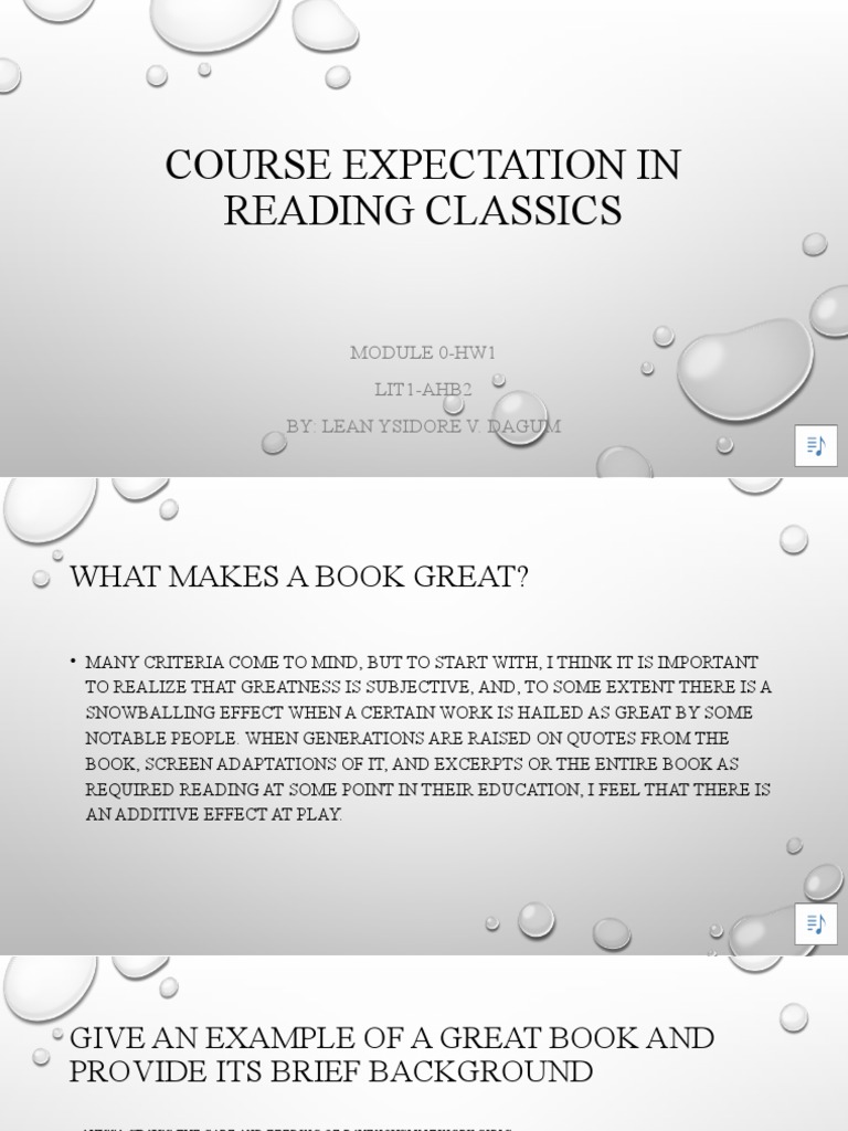 Course Expectation in Reading Classics | PDF