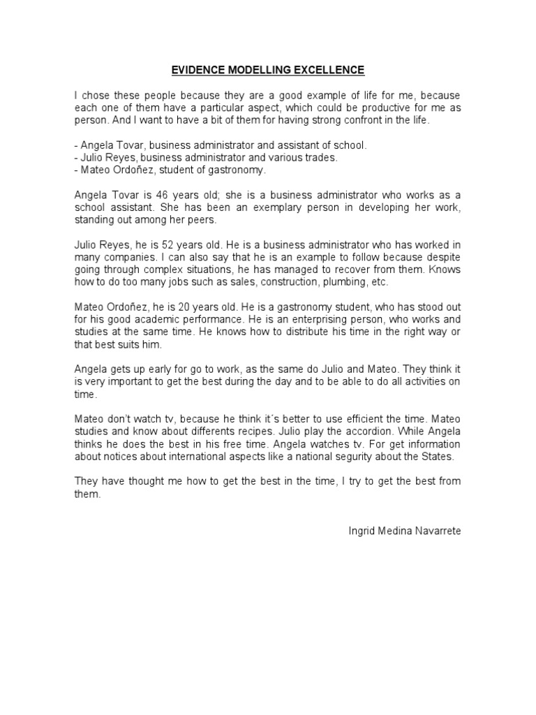 Evidence Modelling Excellence Leidy Reyes | PDF