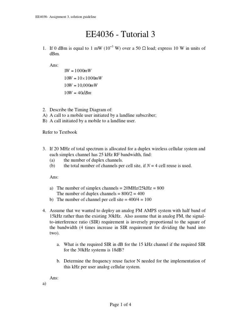 Solutions to Assignment 3 on Wireless Communication Systems Fundamentals with Detailed ...