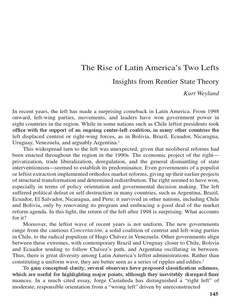 Kurt Weyland - The Rise of Latin America S Two Lefts Insights From ...