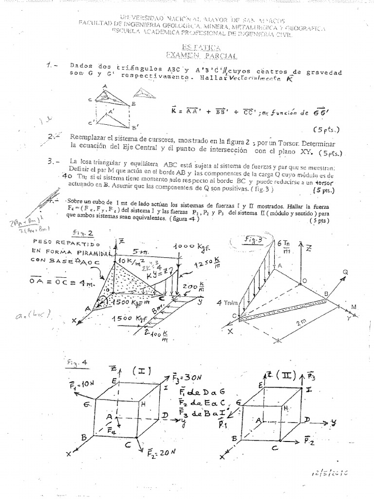 Examenes Parciales y Finales de Estatica | PDF