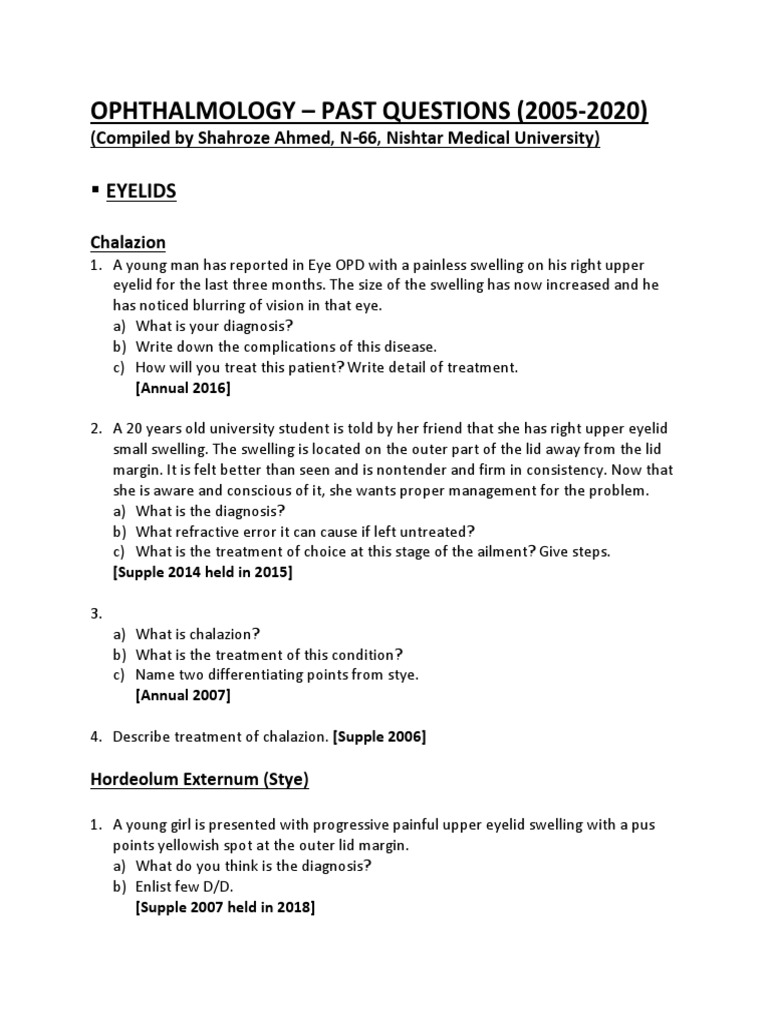 Ophthalmology Questions from 2005-2020 with Insightful Analysis of ...