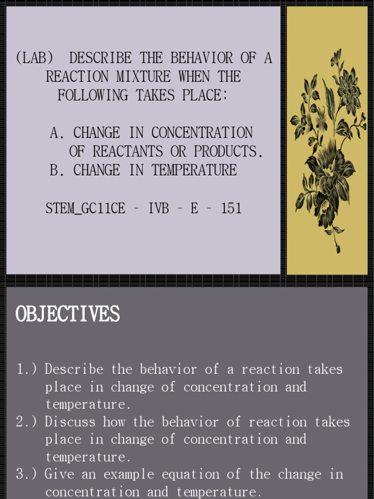 Reaction Behavior: Concentration & Temp Changes | PDF | Science ...