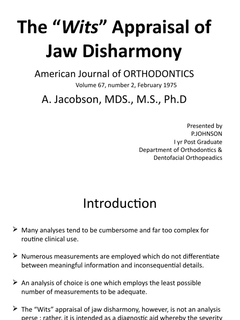 Measuring Jaw Disharmony with the 'Wits' Appraisal | PDF | Mouth ...