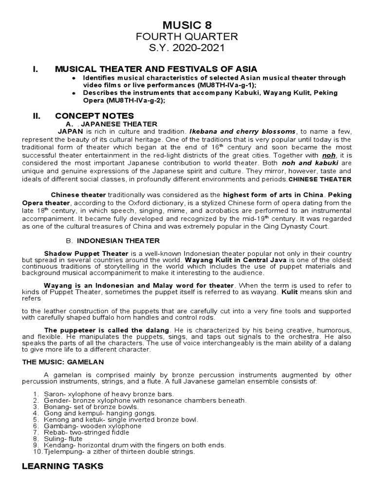 Mapeh 8 4TH Quarter | PDF | Puppets | Tobacco Smoking