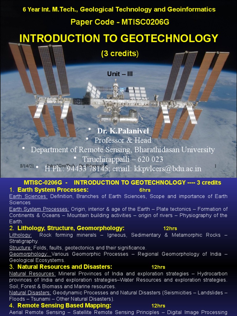 Introduction To Geotechnology: Paper Code - MTISC0206G | PDF ...