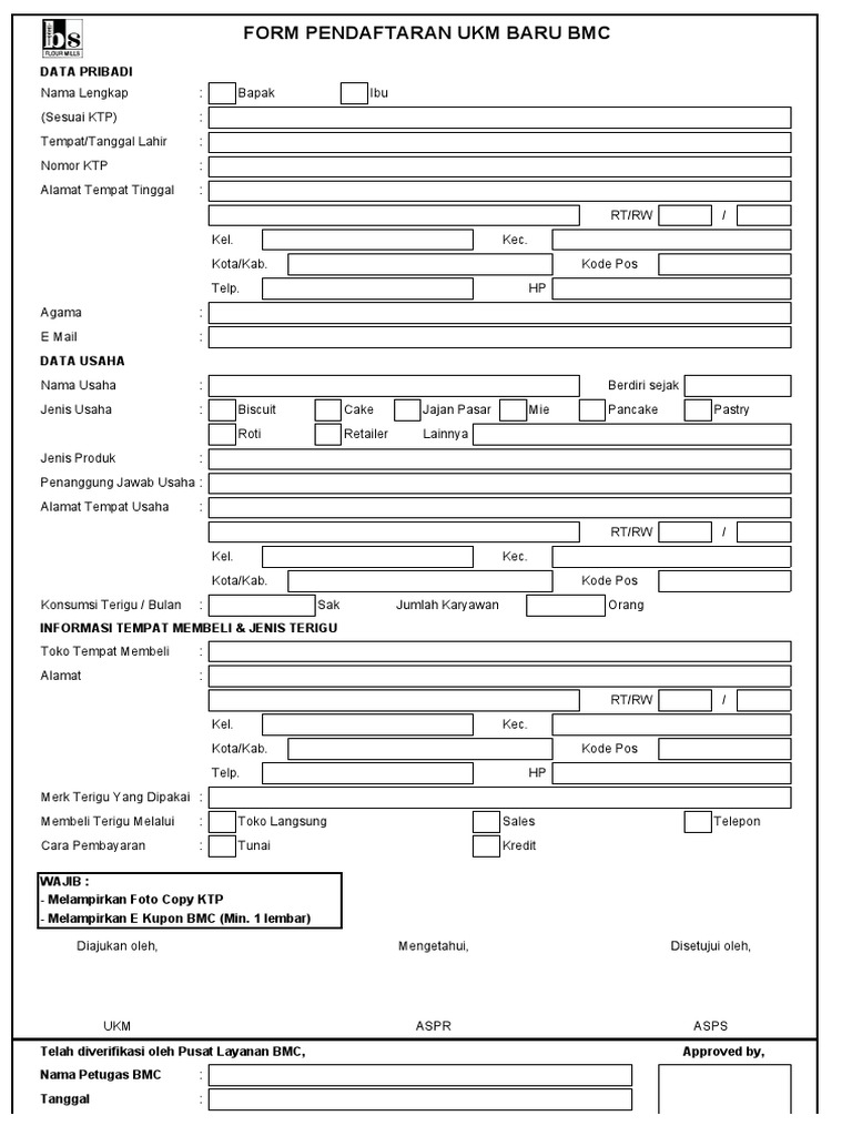 Form Pendaftaran UKM Baru BMC | PDF